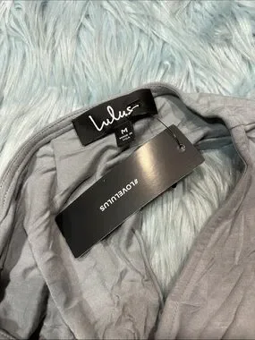 Lulus | Dresses | Nwt Lulus Flowy Jersey Airy Tie Back Silt Front Gray ...